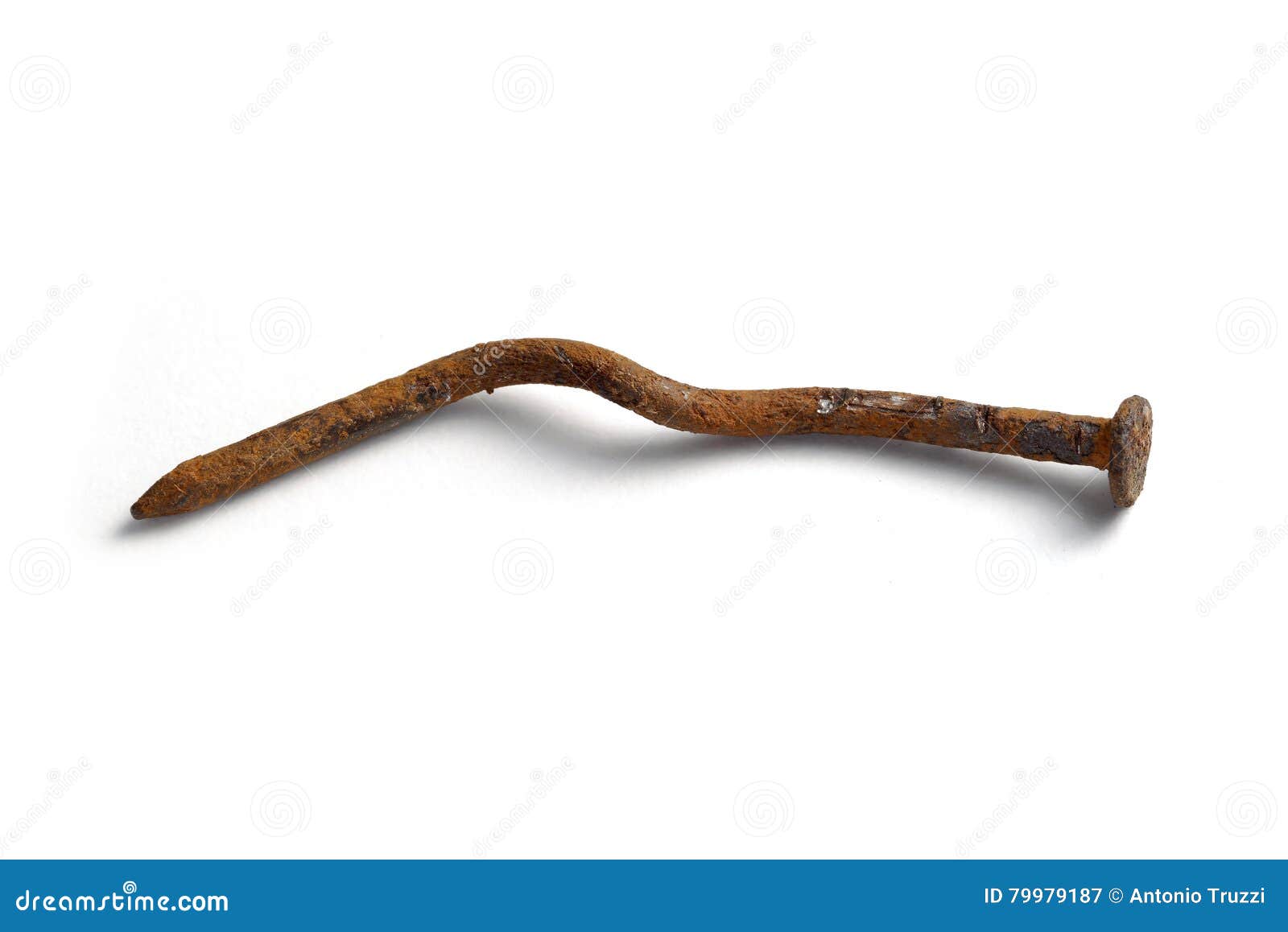 Single Crooked and Rusty Nail Stock Image - Image of grungy, metal ...