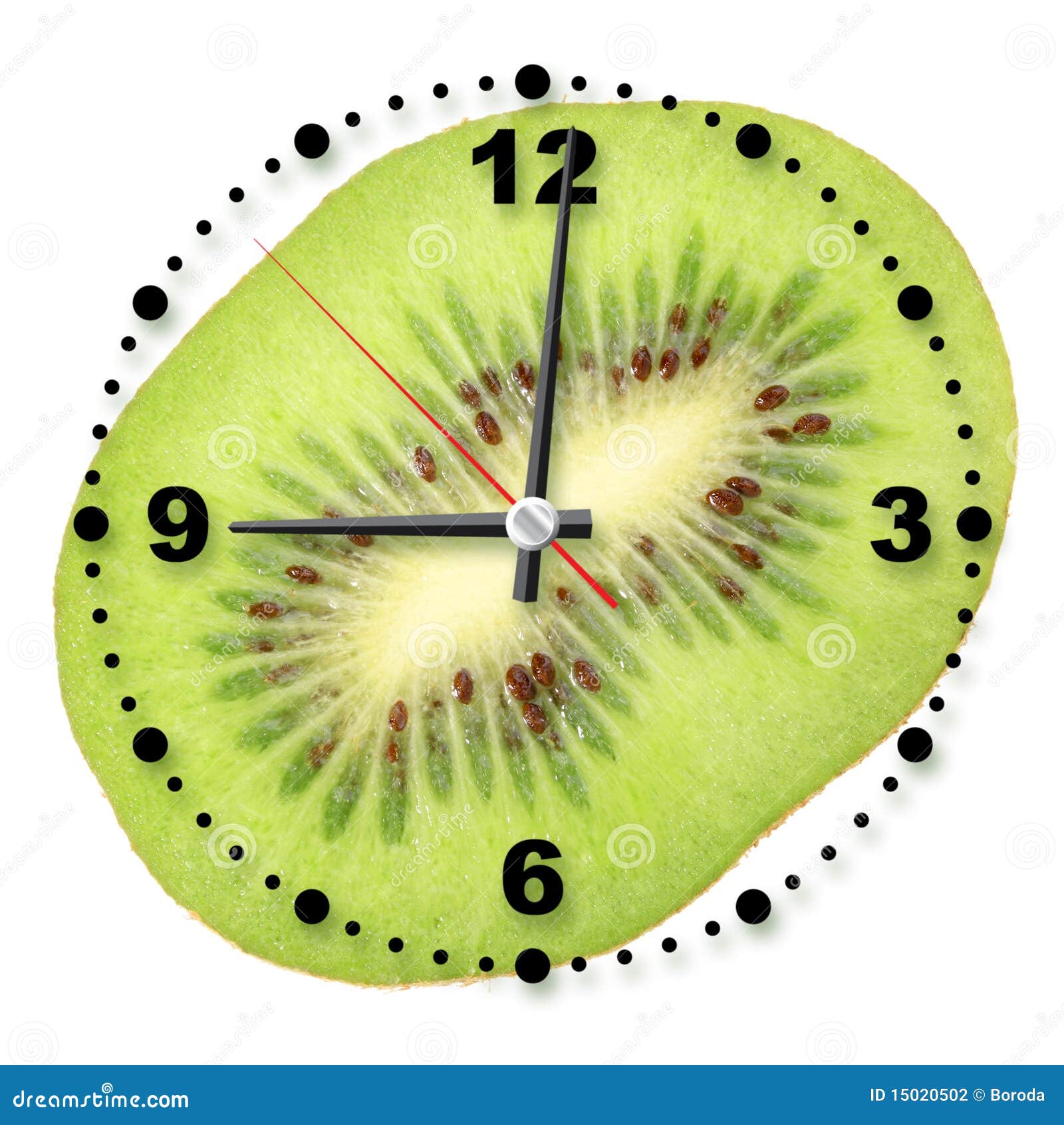 Single Cross Section Of Kiwi As A Office Clock Stock Photo ...