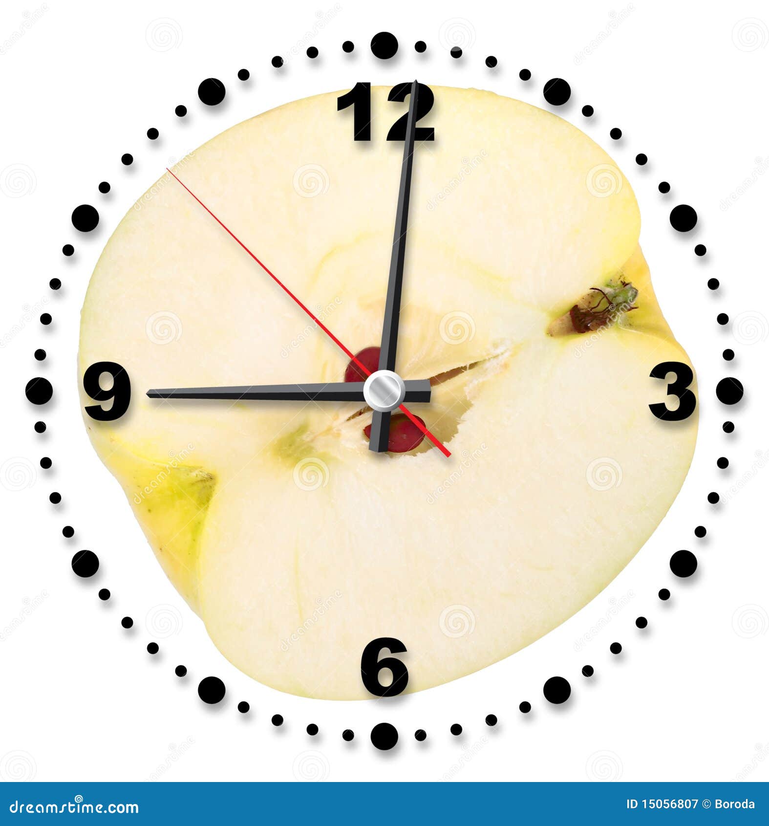 Single Cross of Yellow Apple As a Office Clock Stock Image - Image of ...