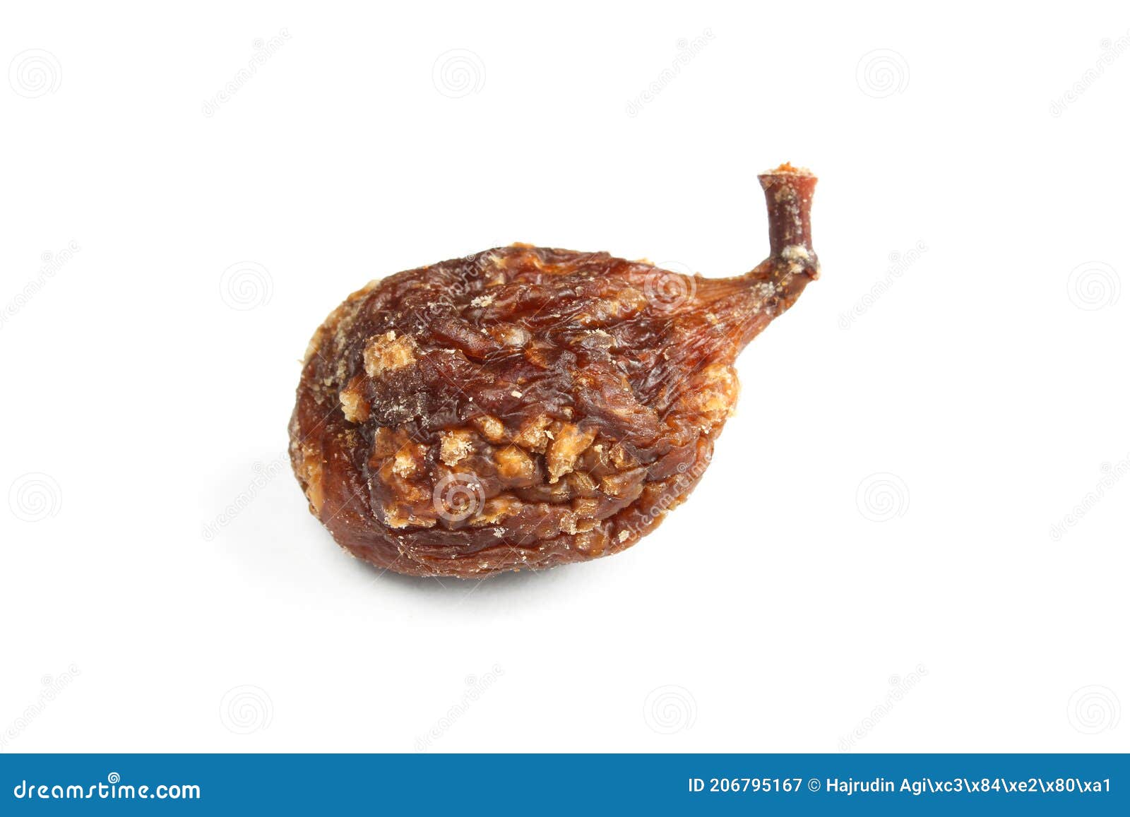 Single Crystalized Dry Fig Isolated on White Background. Sugared Old ...