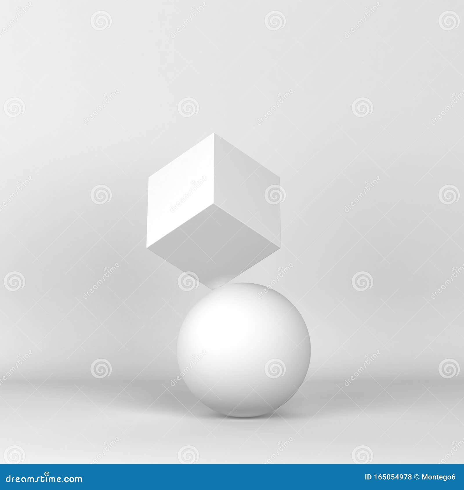 Single Cube Standing on a Sphere Stock Illustration - Illustration of ...