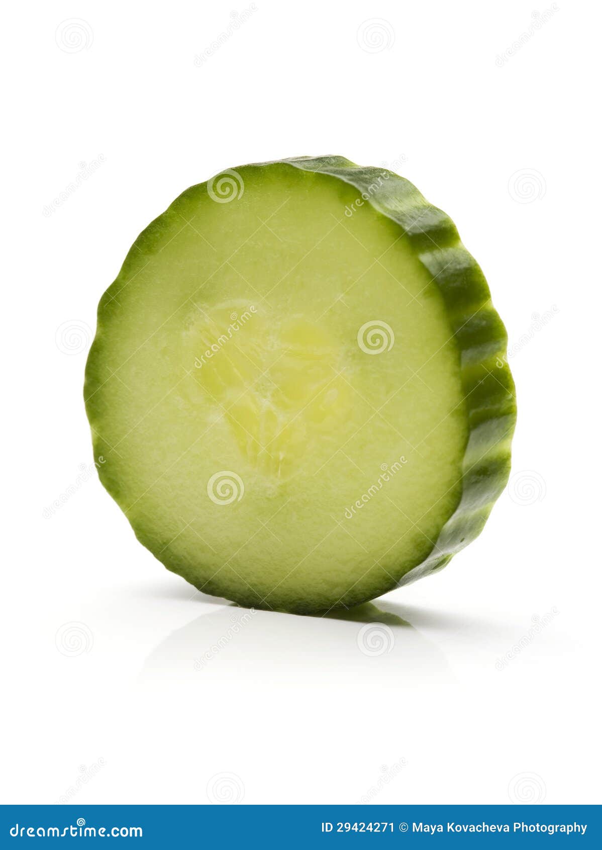 Single Cucumber Slice Isolated On White Background Stock Image - Image ...