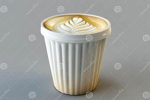 A Single Cup of Latte with Latte Art in a Disposable Cup Stock ...
