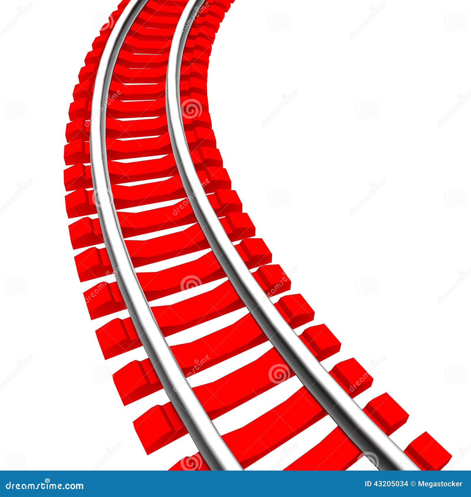 Single Curved Railroad Track Isolated Stock Illustration - Illustration ...