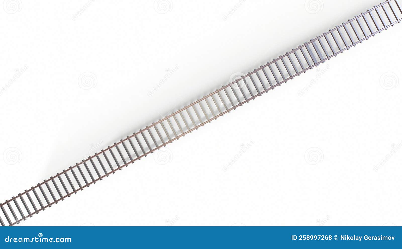 Single Curved Railroad Track Isolated on White Background 3d-rendering ...