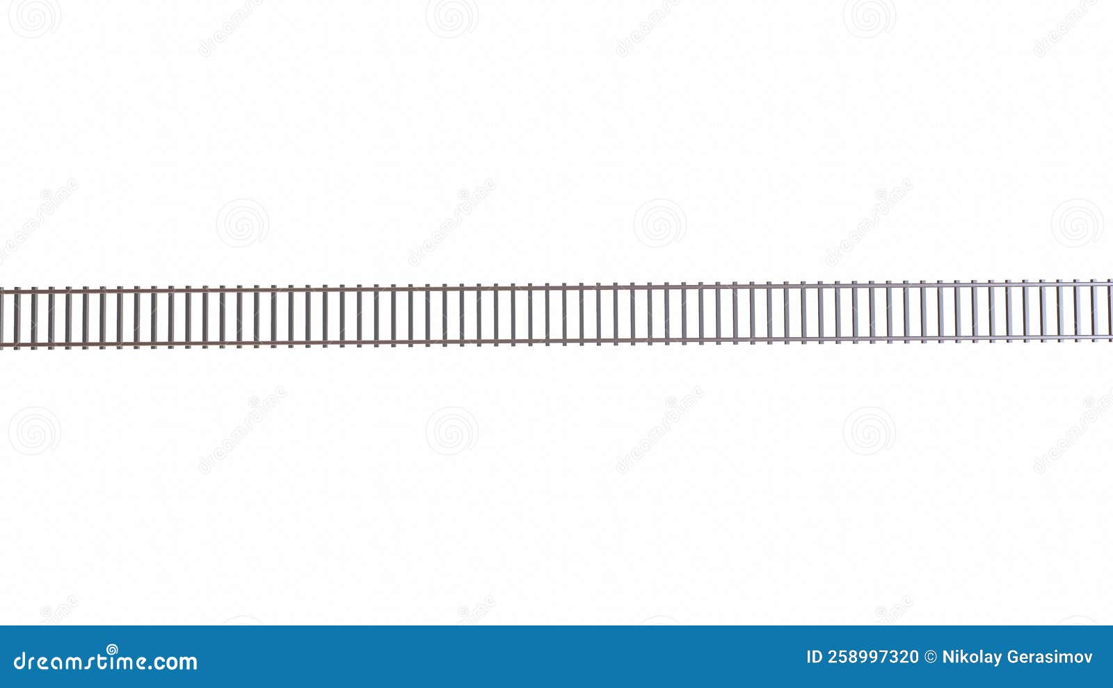 Single Curved Railroad Track Isolated on White Background 3d-rendering ...