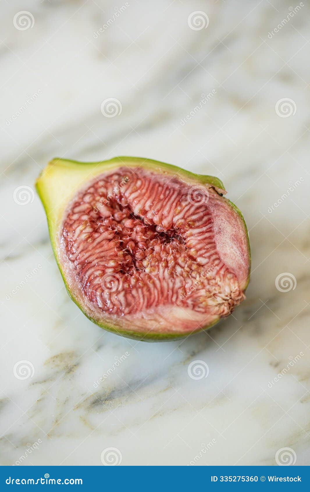 Green Fig with Red Inside on White Marble Stock Photo - Image of white ...
