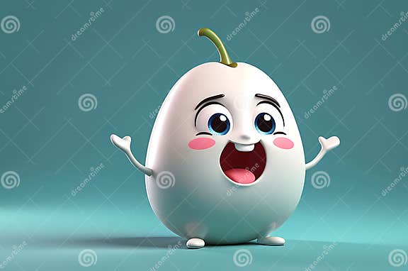 A Single Cute Bean As a 3D Rendered Character Over Solid Color ...