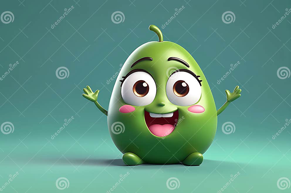 A Single Cute Bean As a 3D Rendered Character Over Solid Color ...