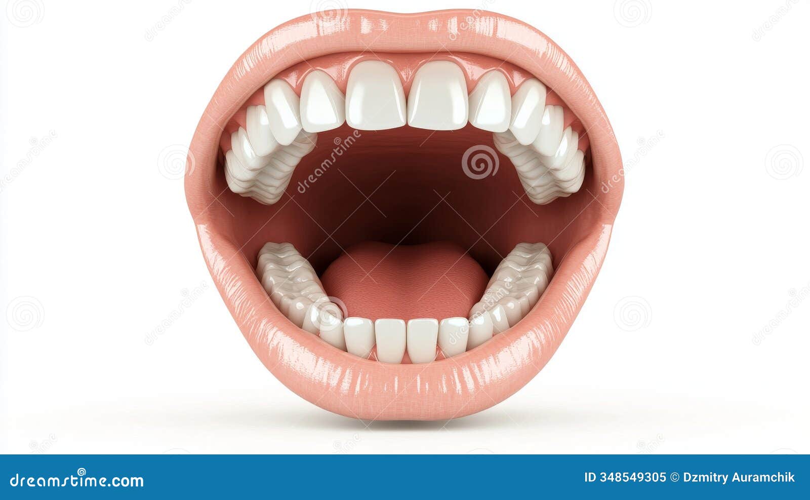 A Single Render Of A Plastic Human Jaw With A Smiling Jaw And Teeth ...