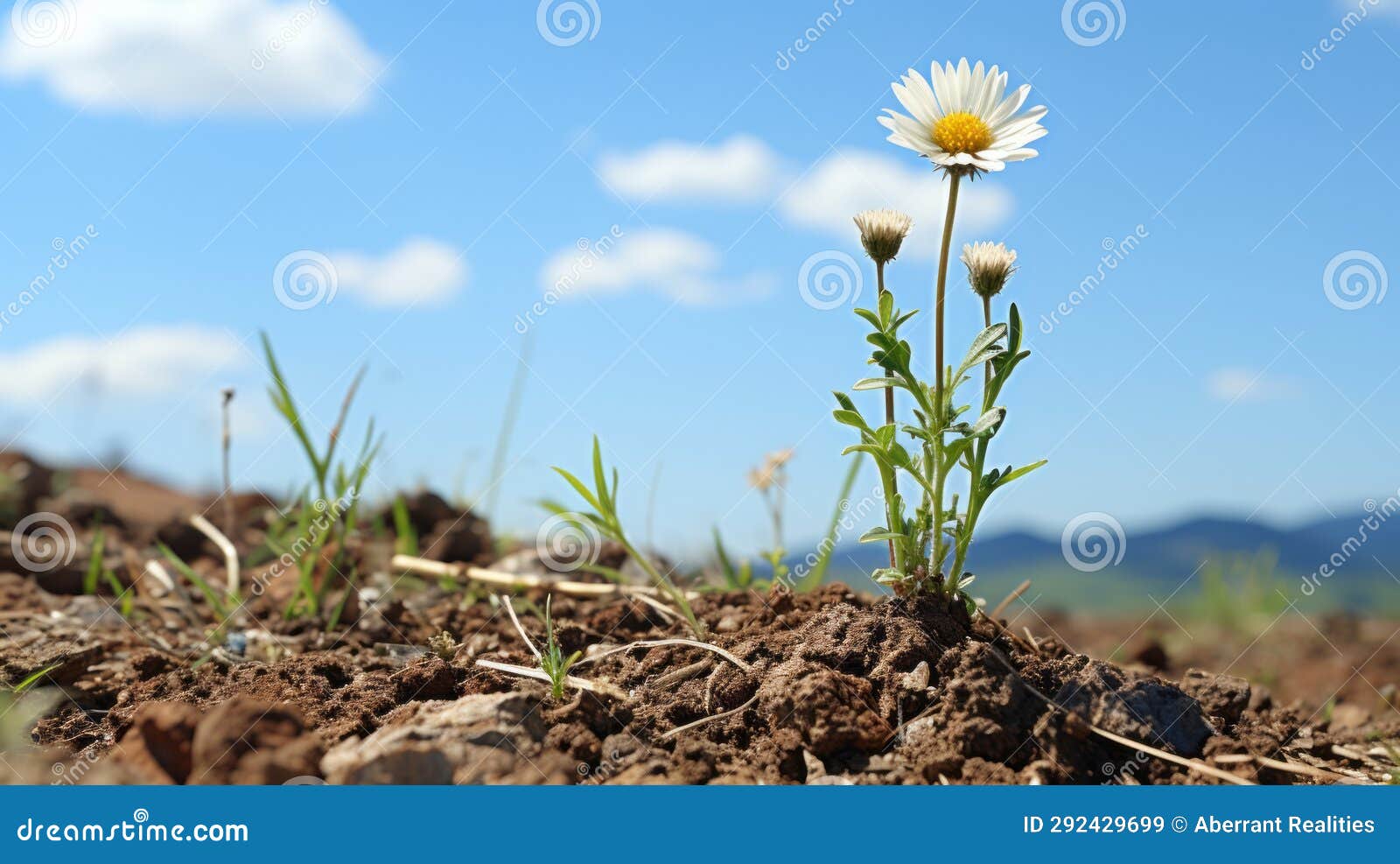 A Single Daisy is Growing Out of the Ground Stock Illustration ...