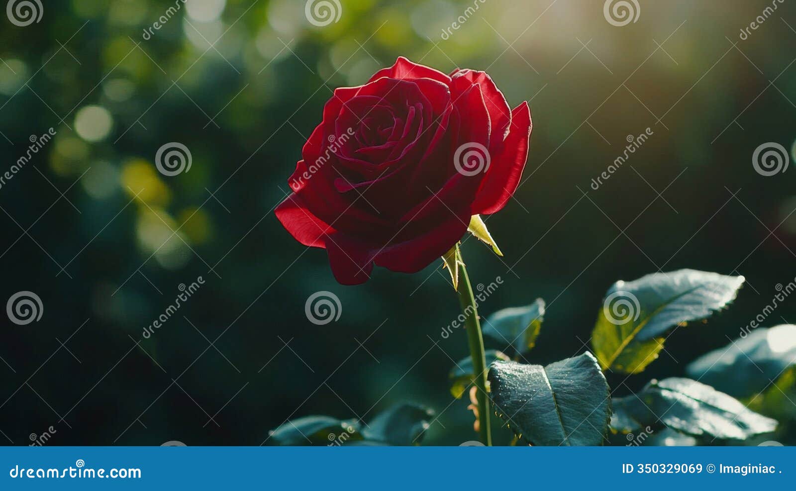 A Single Dark Red Rose Blooms in Sunlight Stock Illustration ...