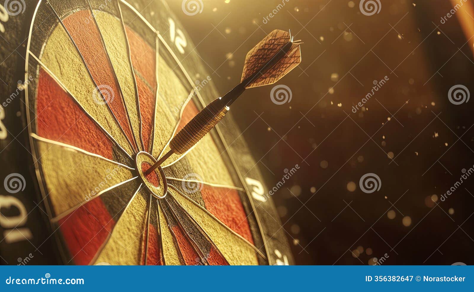 A Single Dart Hitting the Bullseye on a Dartboard with a Light Stock ...