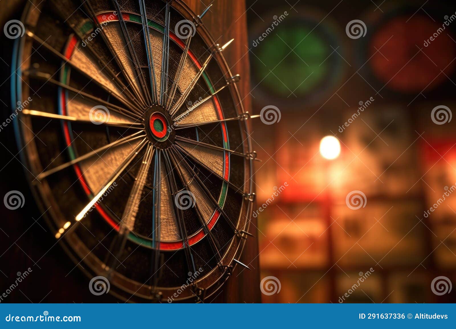 A Single Dart Stuck Perfectly in the Center of a Dartboard Stock Photo ...