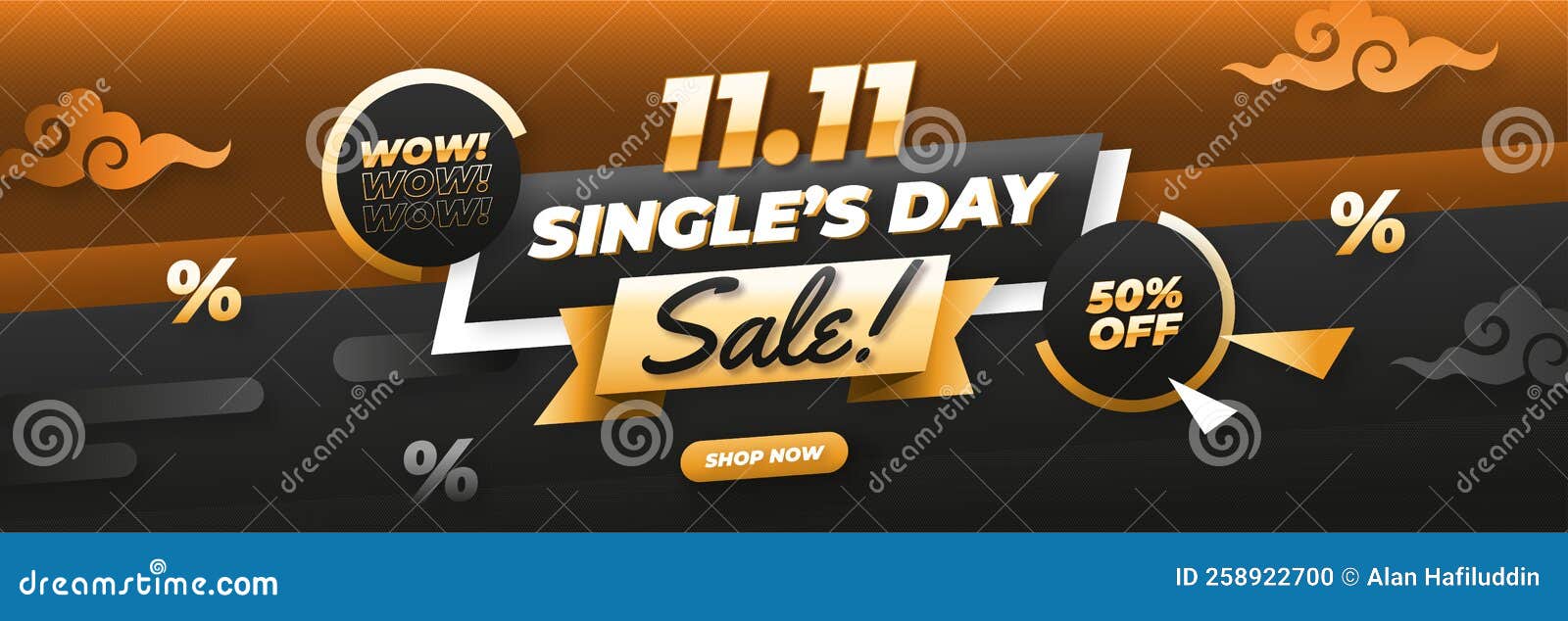Single Day 11.11 Horizontal Banner Template Vector Flat Design Stock ...