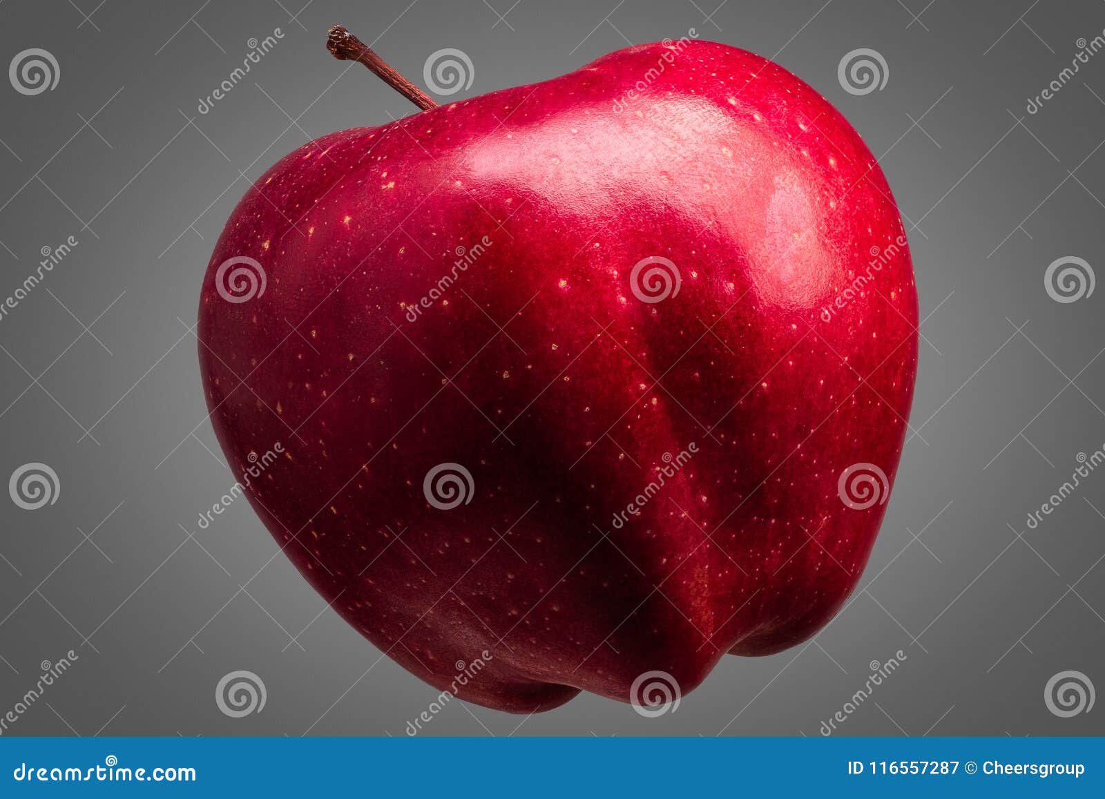 Single Delicious Red Apple on Grey Background Stock Image - Image of ...