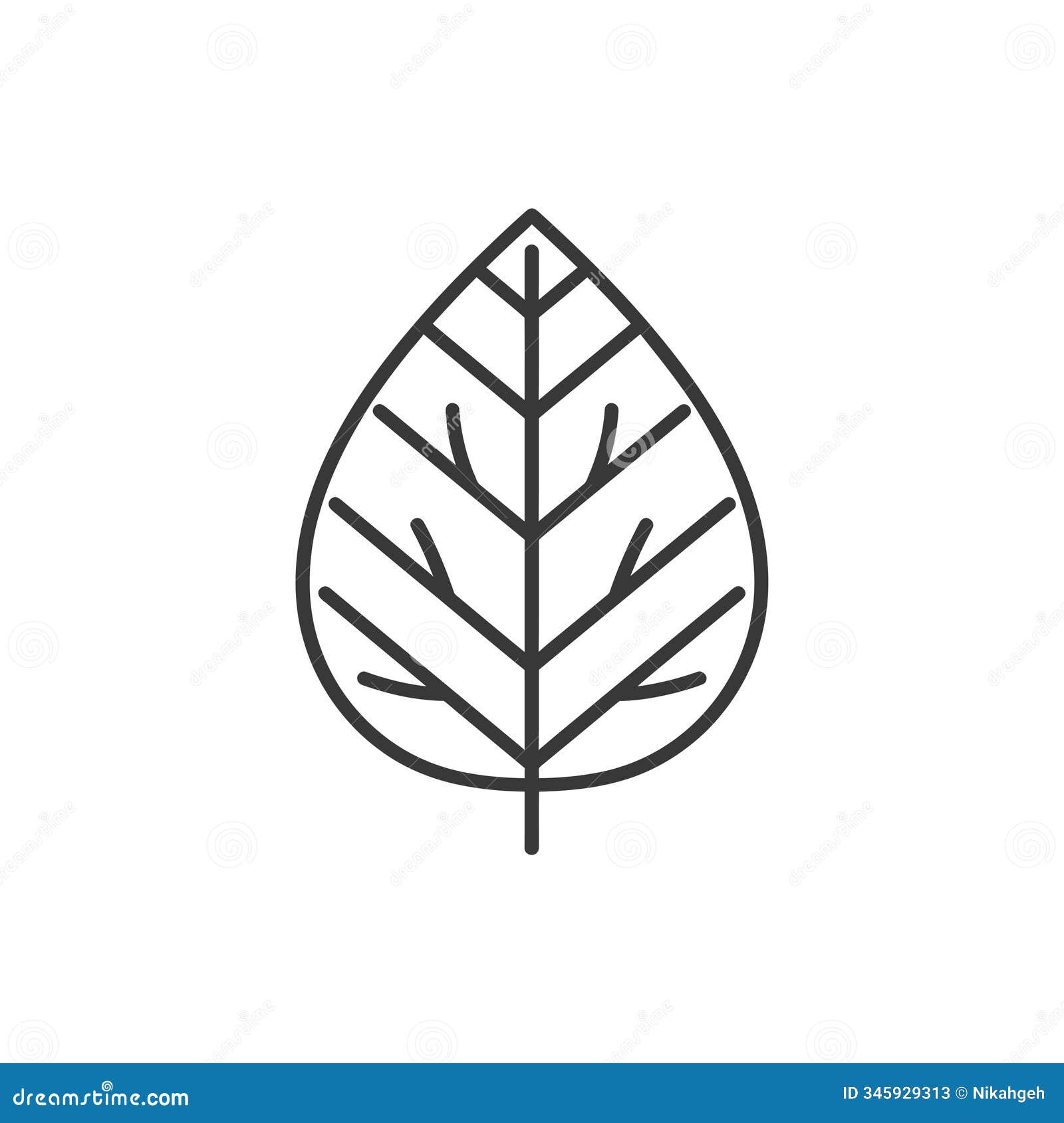 Single, Detailed, Black and White Leaf Line Drawing Stock Illustration ...