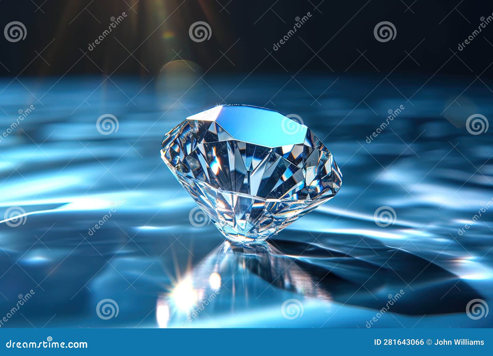 Single Diamond and Light Reflection Stock Illustration - Illustration ...
