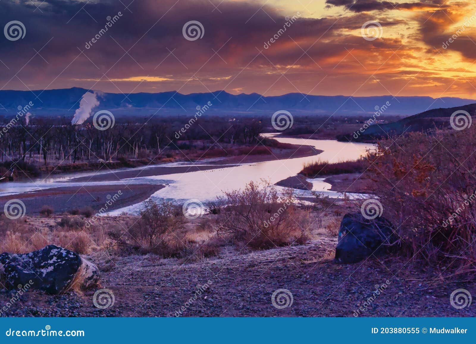 Single Digit Temperature Dawn on the Colorado River Stock Image - Image ...