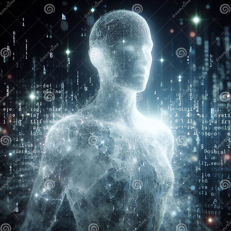 Single Digital Entity Emerging from a Mass of Code Stock Illustration - Illustration of poster ...