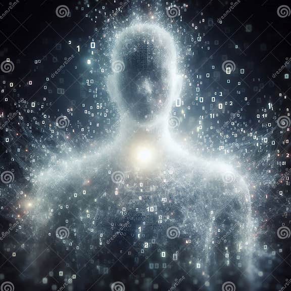 A Single Digital Entity Emerging from a Mass of Code Stock Illustration ...