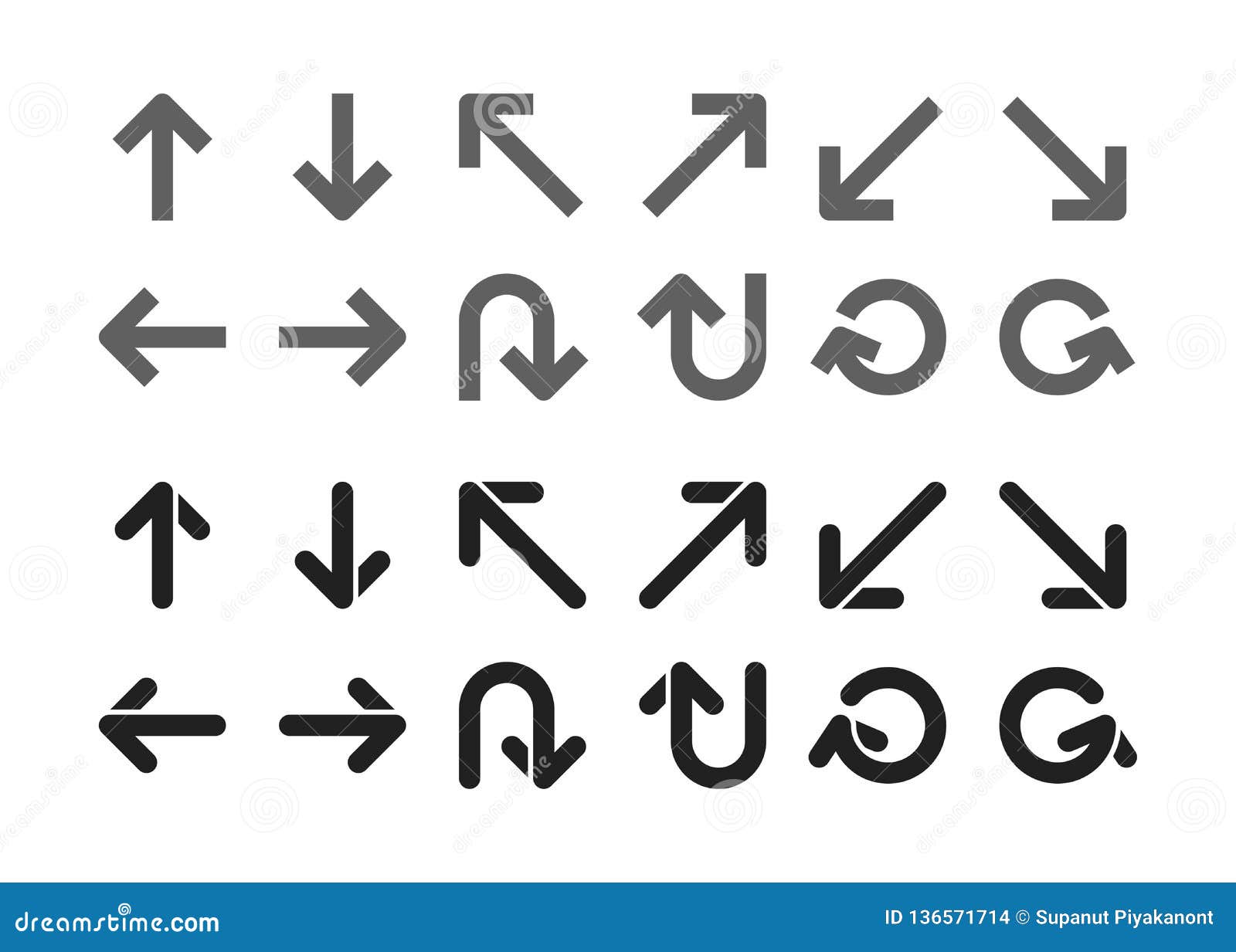 Single direction arrow set stock vector. Illustration of forward ...
