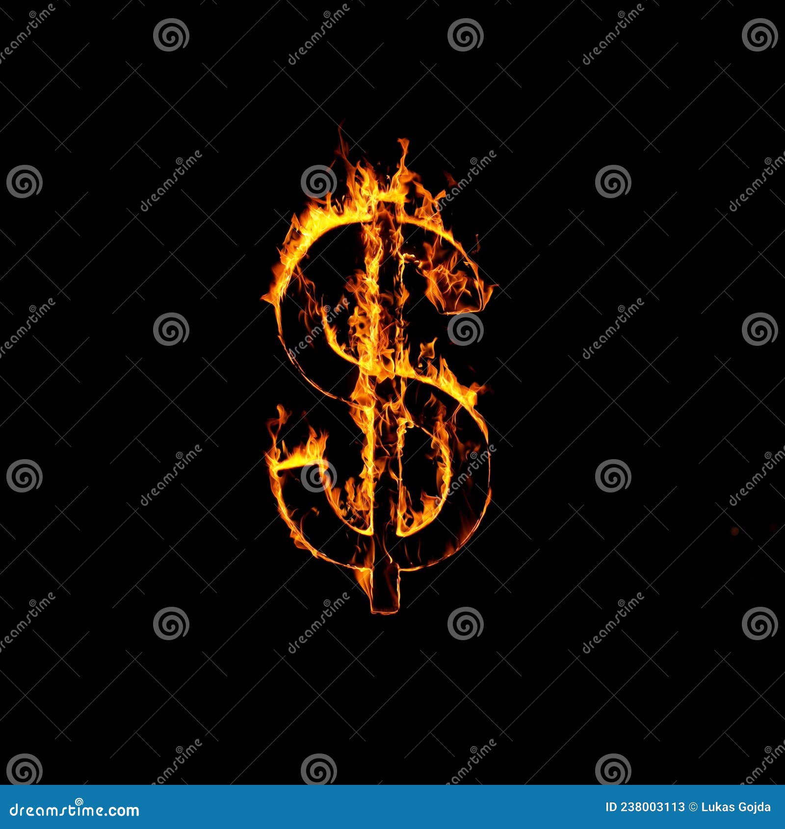 Single Dollar Sign of Fire Flames Alphabet Stock Illustration ...