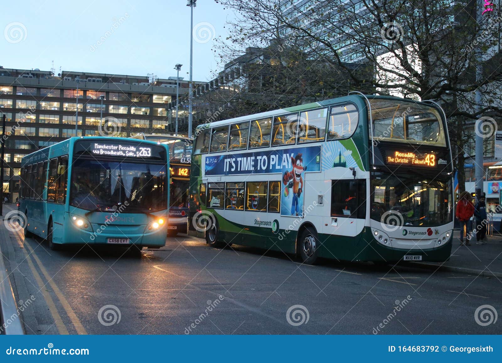 Single and Double Deck Buses, Piccadilly Gardens Editorial Photography ...
