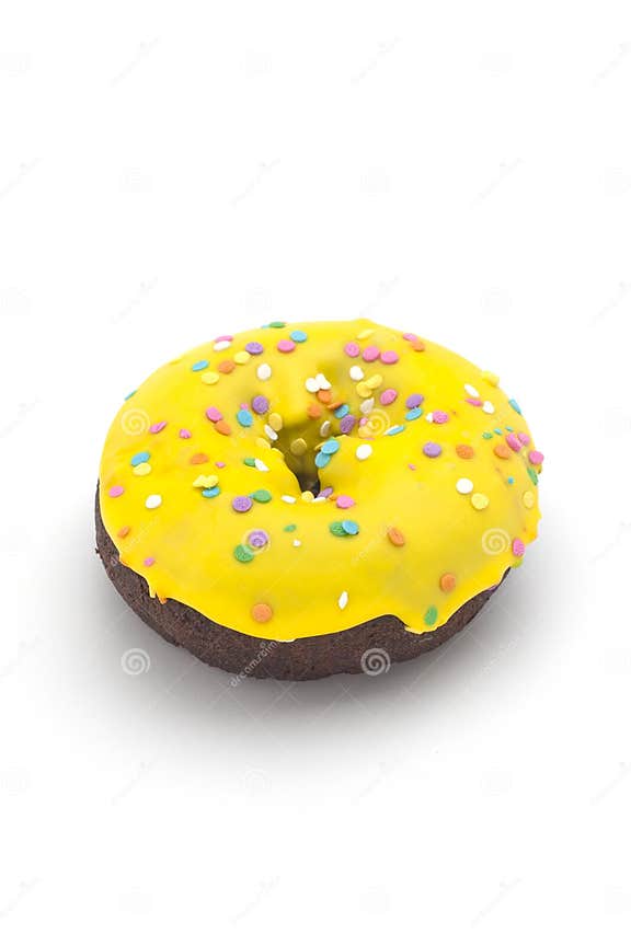 Single Doughnut with Icing & Sprinkles Stock Photo - Image of nibble ...