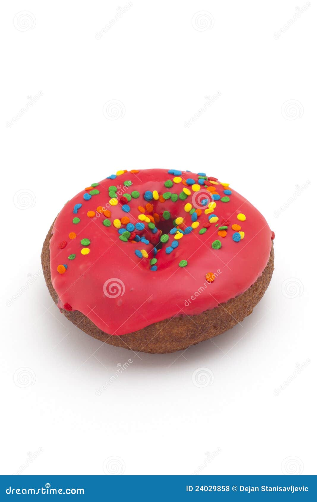 Single Doughnut with Red Icing & Sprinkles Stock Photo - Image of ...