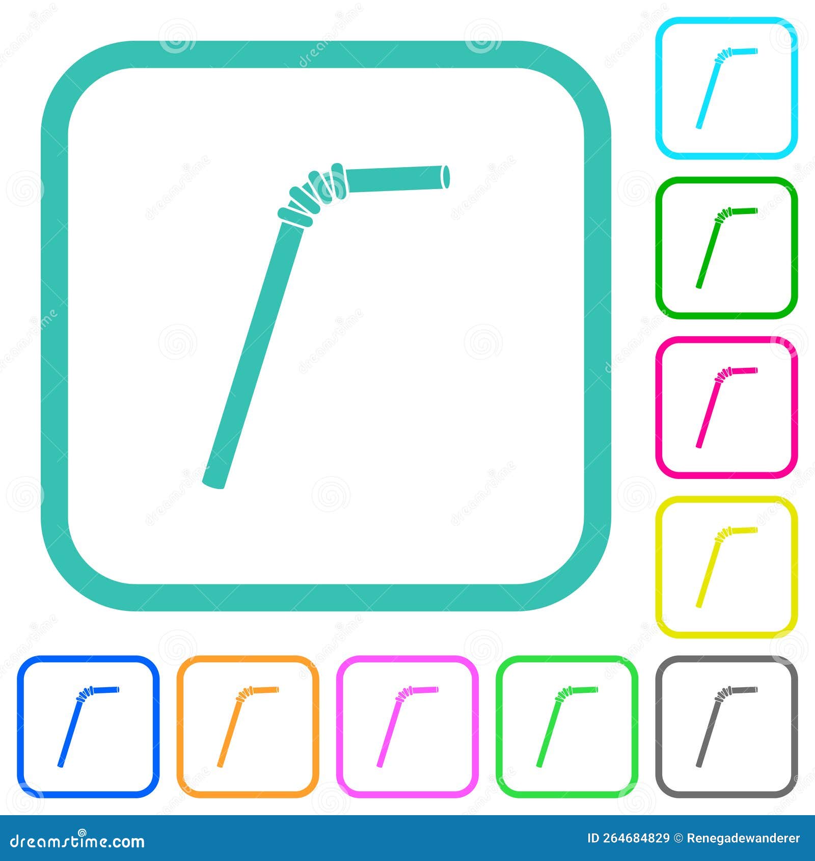 Single Drinking Straw Solid Vivid Colored Flat Icons Stock Vector ...