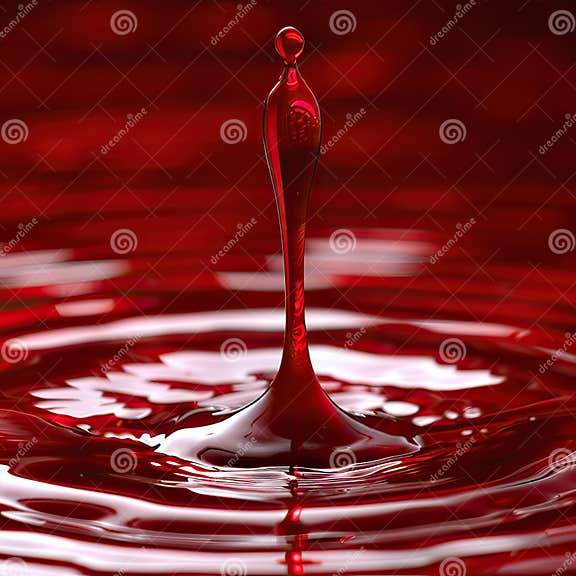 A Single Drop of Red Liquid Drips into a Puddle of More Red Liquid ...