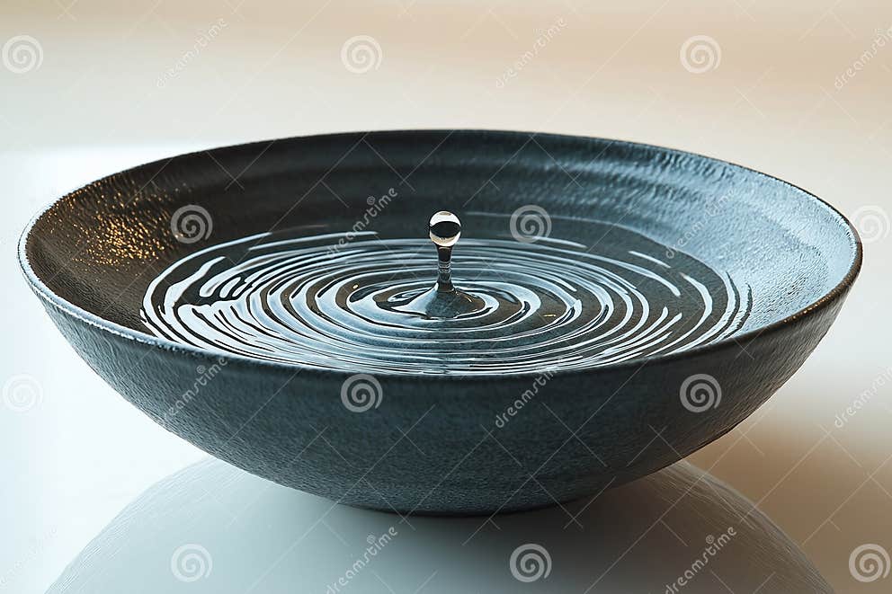 Water Drop Falling into Ceramic Bowl Creating Ripples: Growth Concept ...