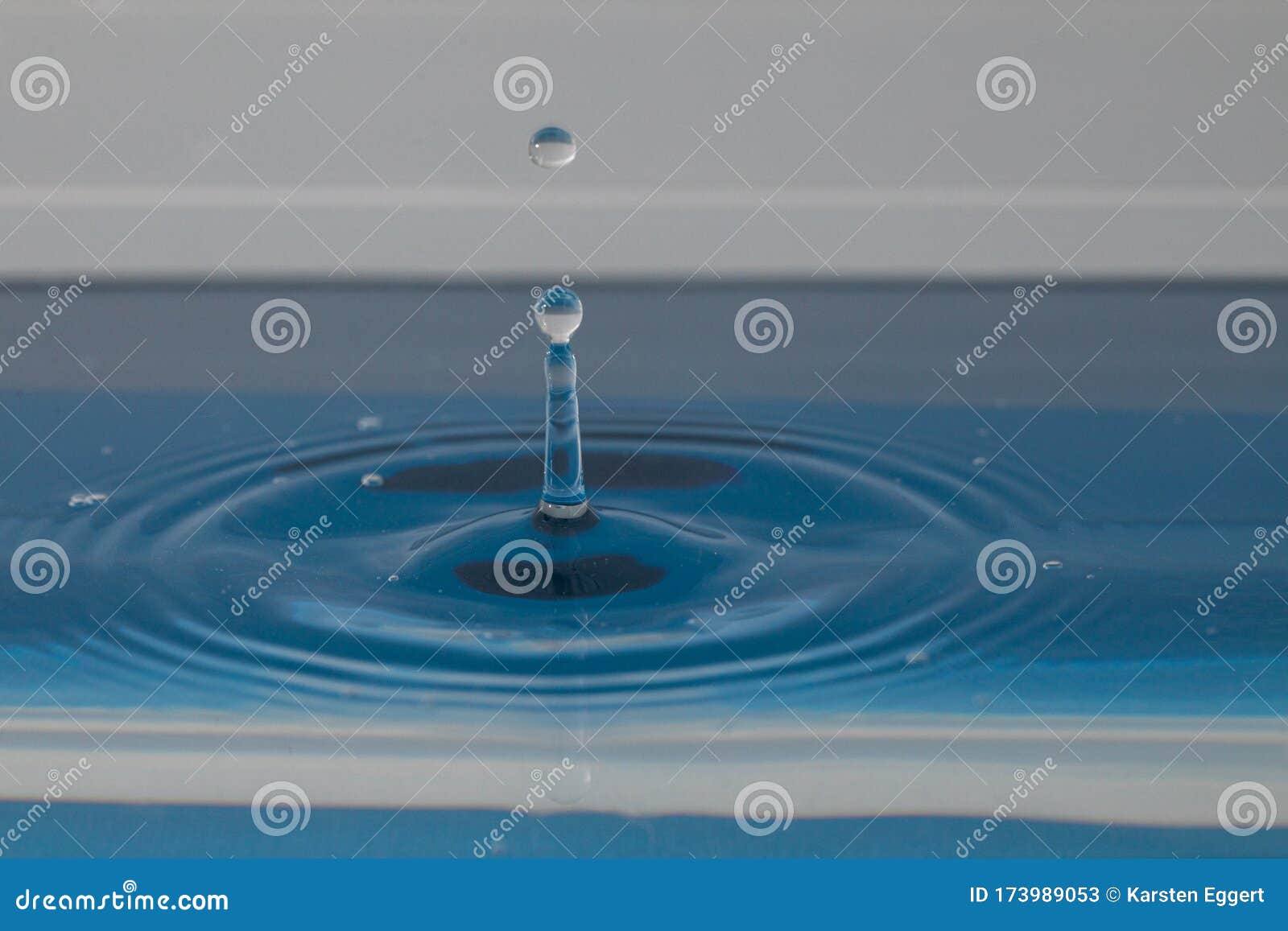 Single Drop of Water Falls into the Water from Above Stock Image ...