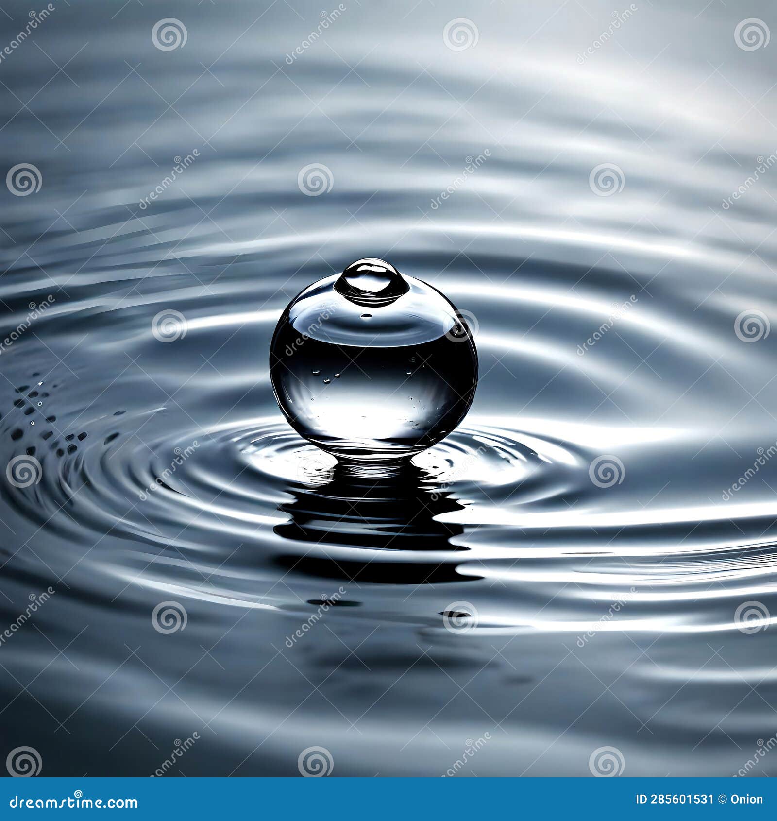 Single Drop of Water on Water - Ai Generated Image Stock Illustration ...