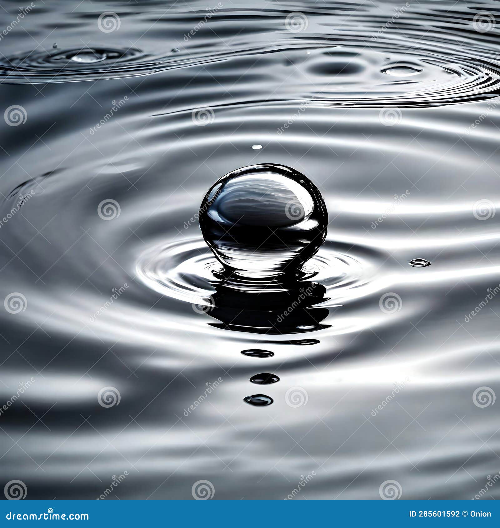 Single Drop of Water on Water - Ai Generated Image Stock Illustration ...