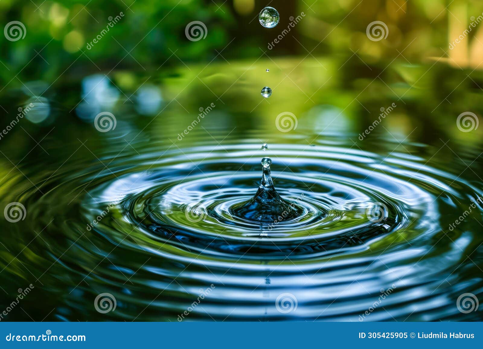 Single Droplet of Water Falling into a Calm Pond, Creating Ripples of ...