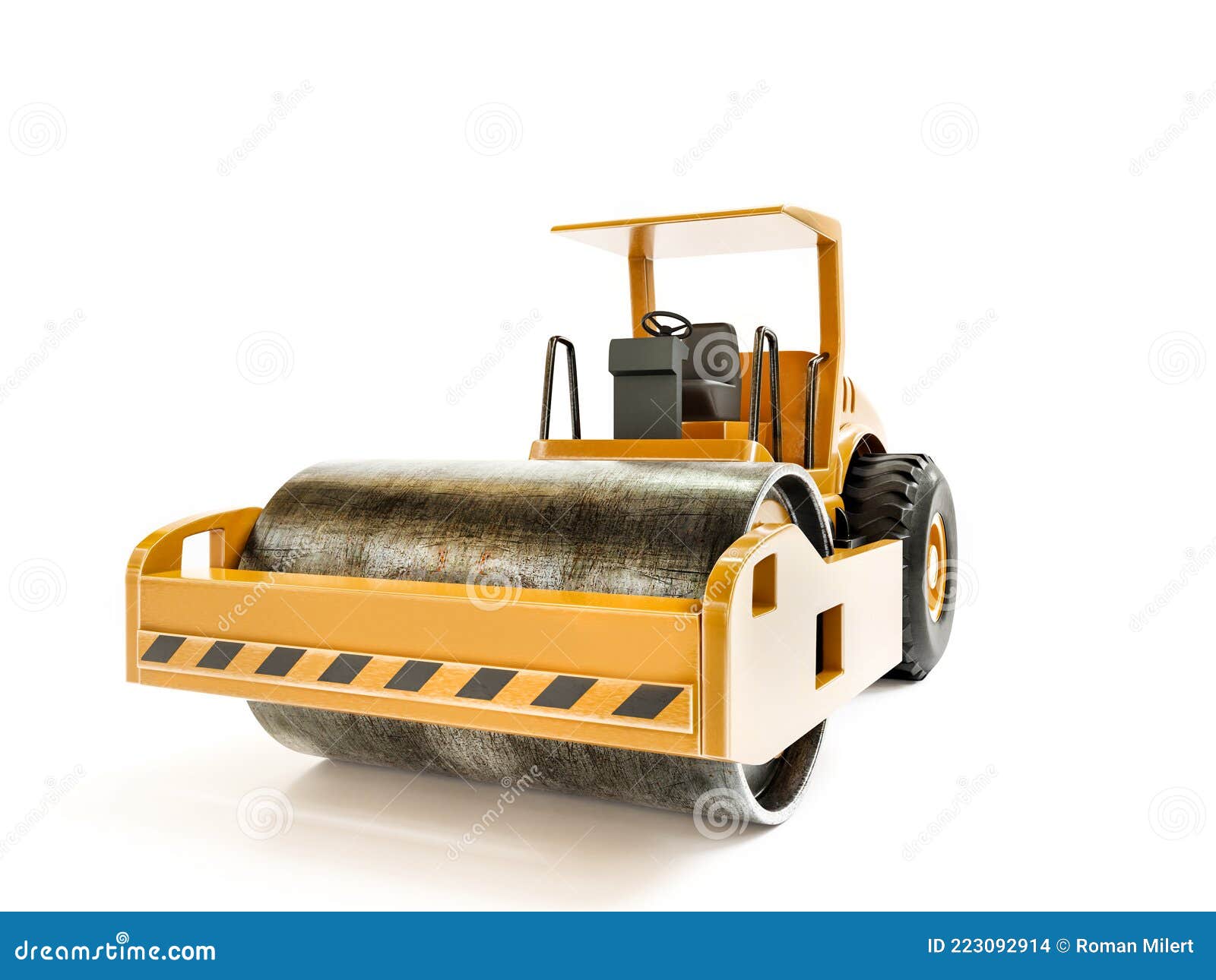 Single Drum Asphalt Compactor on White Background Stock Illustration ...