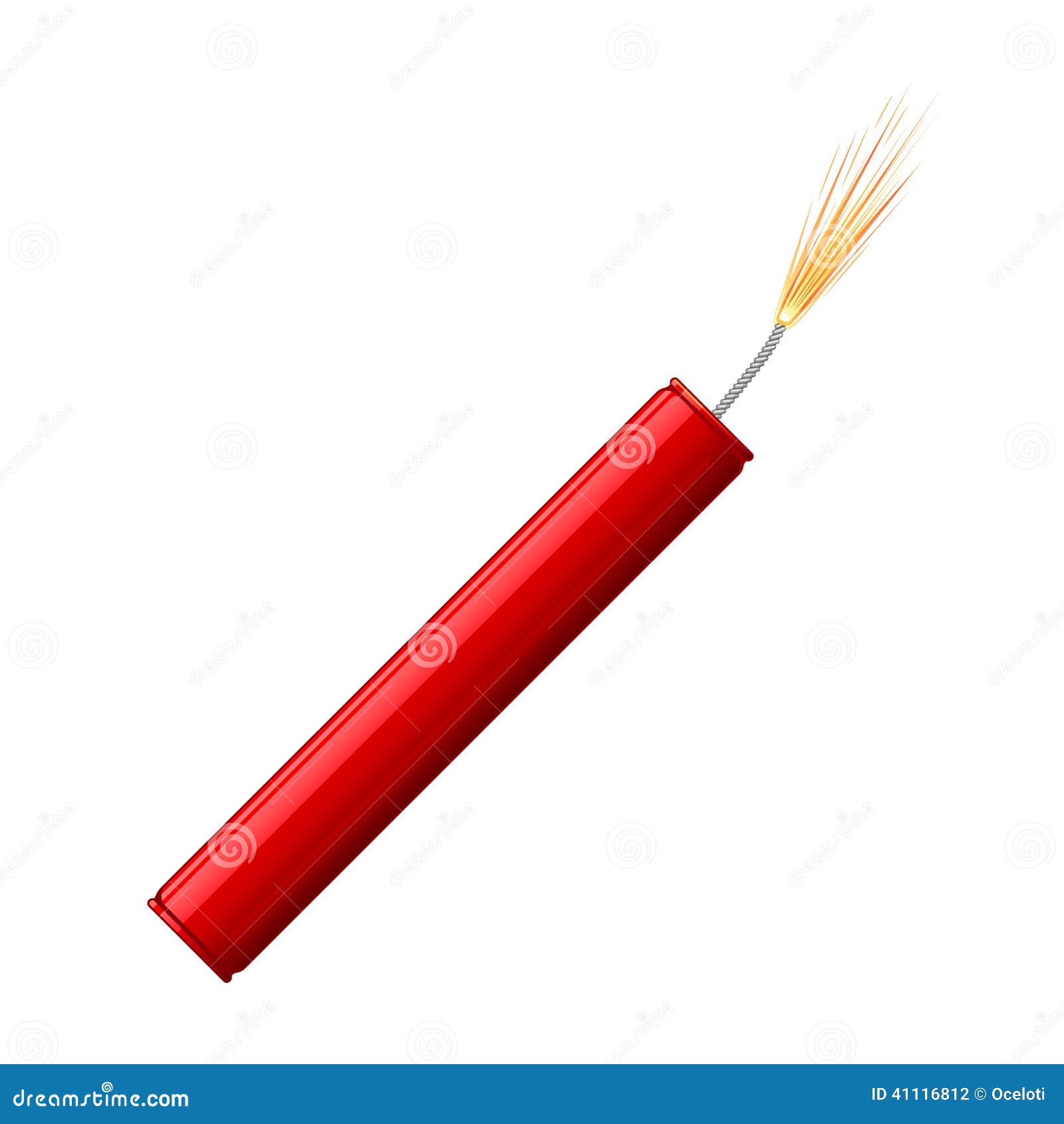 Single Dynamite with Burning Wick Stock Illustration - Illustration of ...