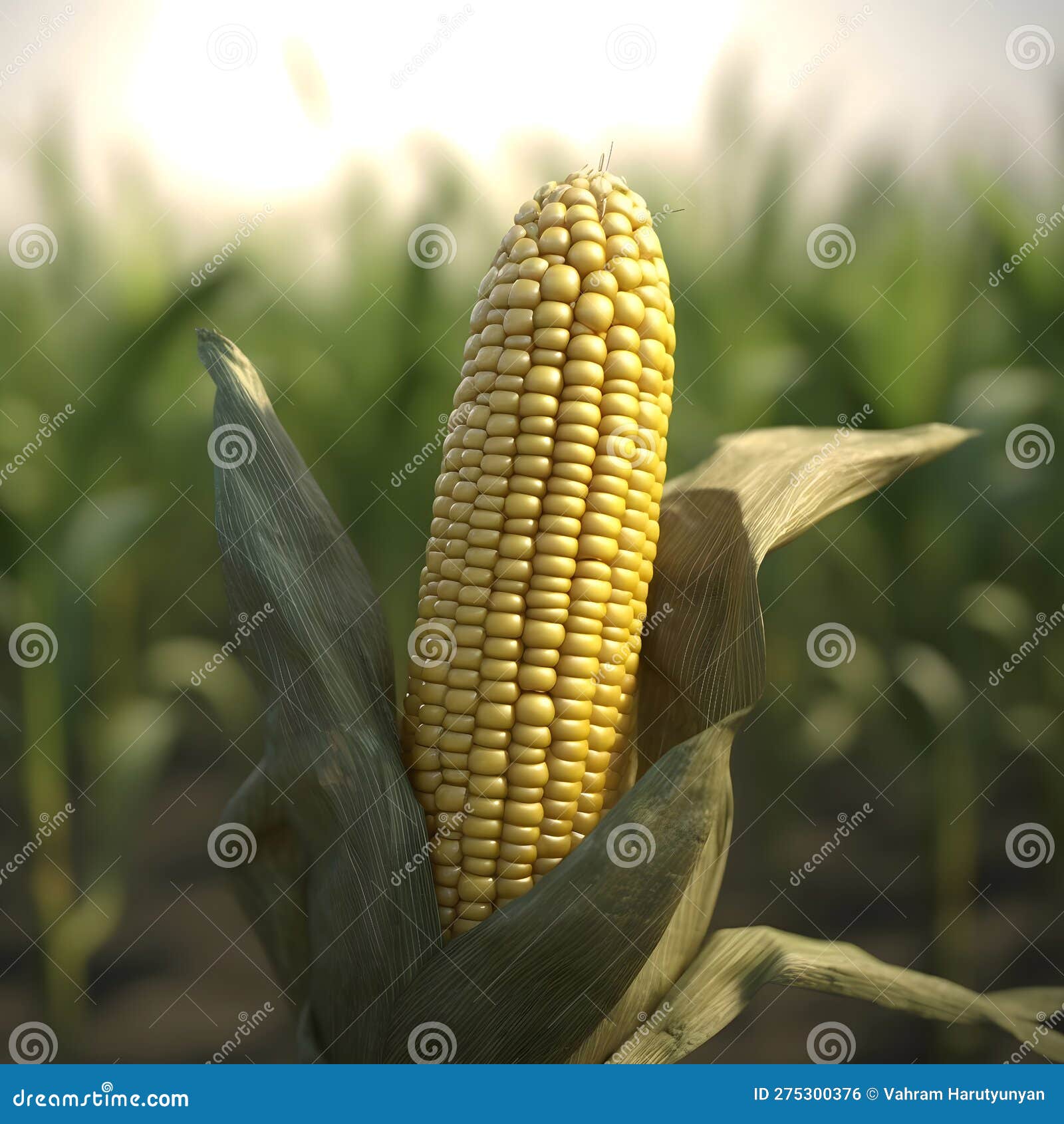 Single Fresh Ear of Corn in Farm Stock Illustration - Illustration of ...