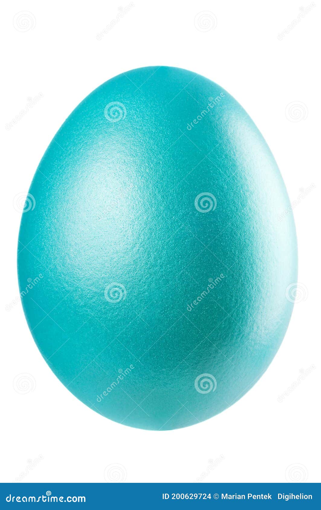 Single Easter Egg Isolated On White. A Lovely Turquoise Metallic Egg On ...