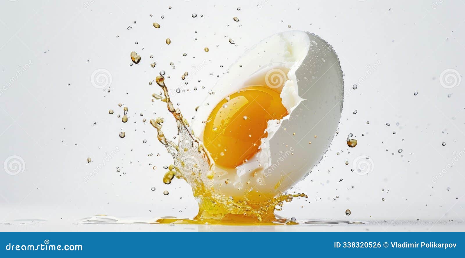 A Single Egg Falling into a Puddle of Water, Creating a Splash Stock ...