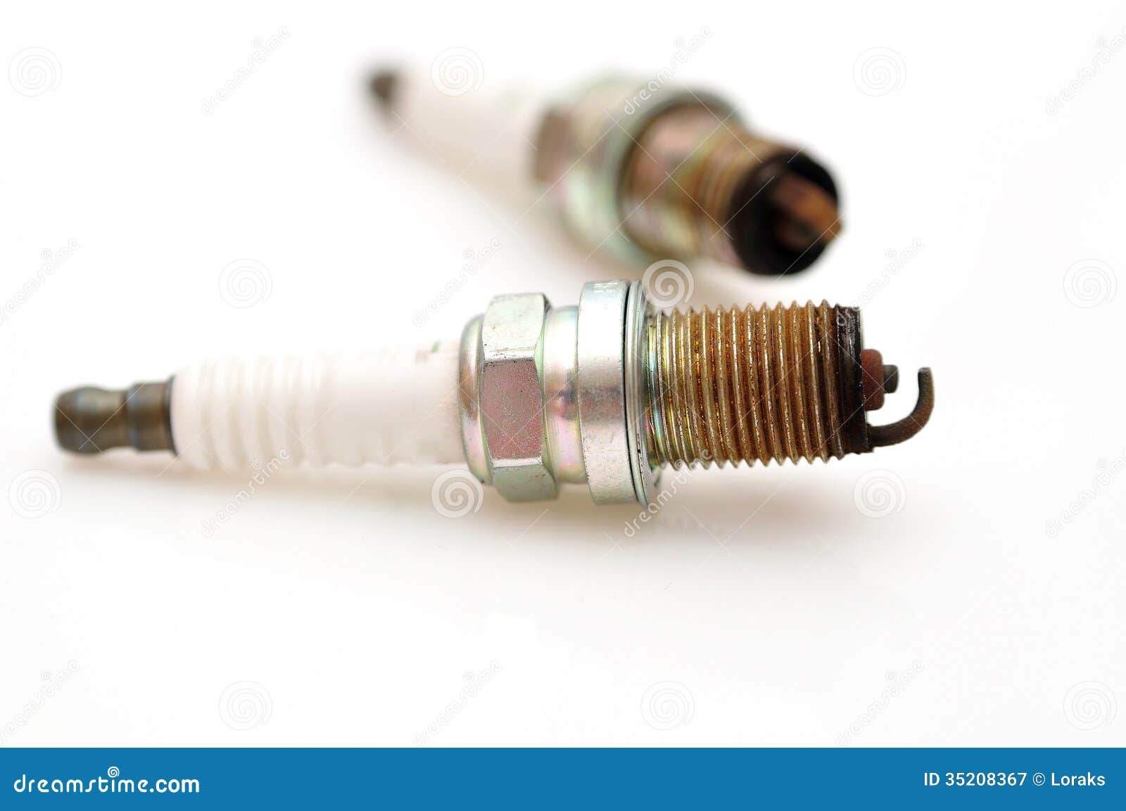 The Electrode On The Used Iridium Spark Plug. Close Up. Isolated On A ...