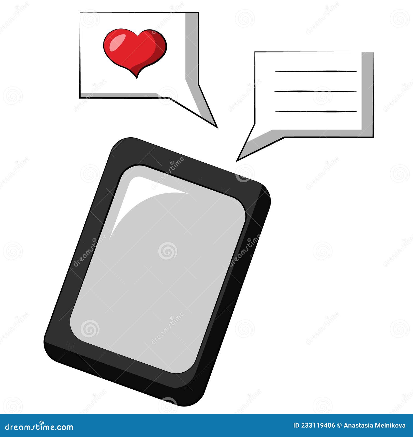 Single Element Mobile Phone and Message. Draw Illustration in Color ...