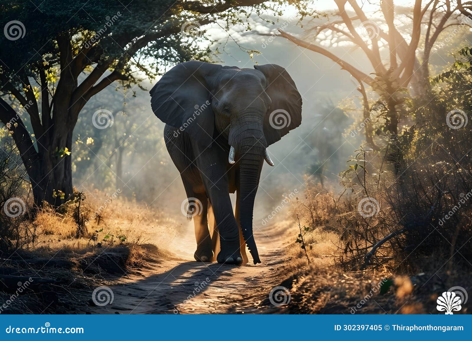 Single Elephant Walking in a Road Stock Image - Image of safari, park ...