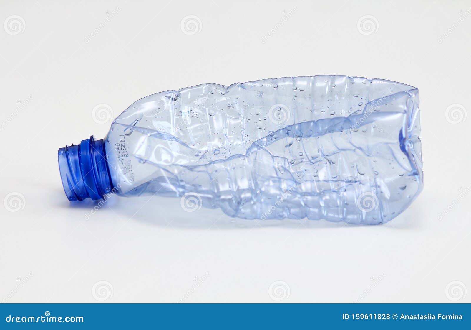 Single Empty Blue Plastic Bottle on White Background. Waste Recycling ...
