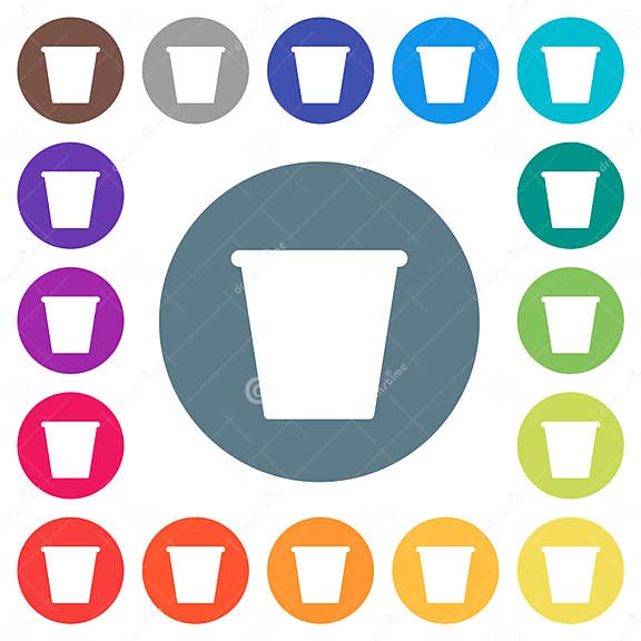 Single Empty Flowerpot Solid Flat White Icons on Round Color Backgrounds Stock Vector ...