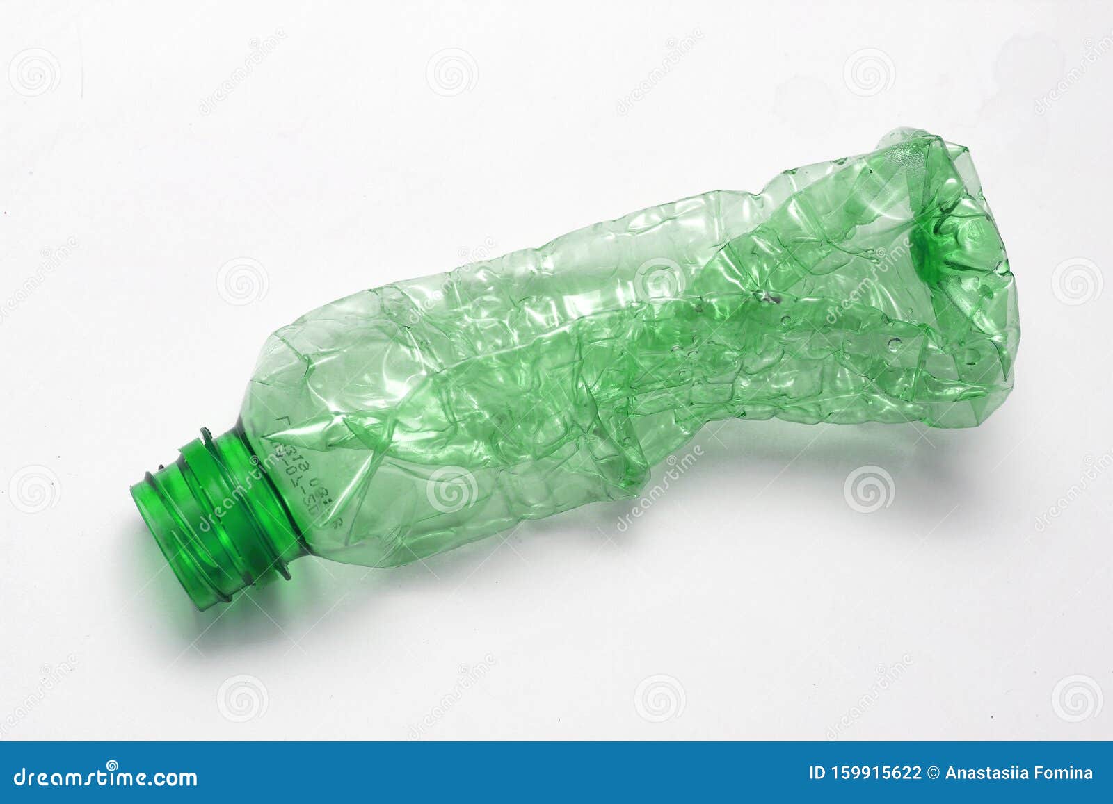 Single Empty Green Plastic Bottle on White Background. Waste Recycling ...