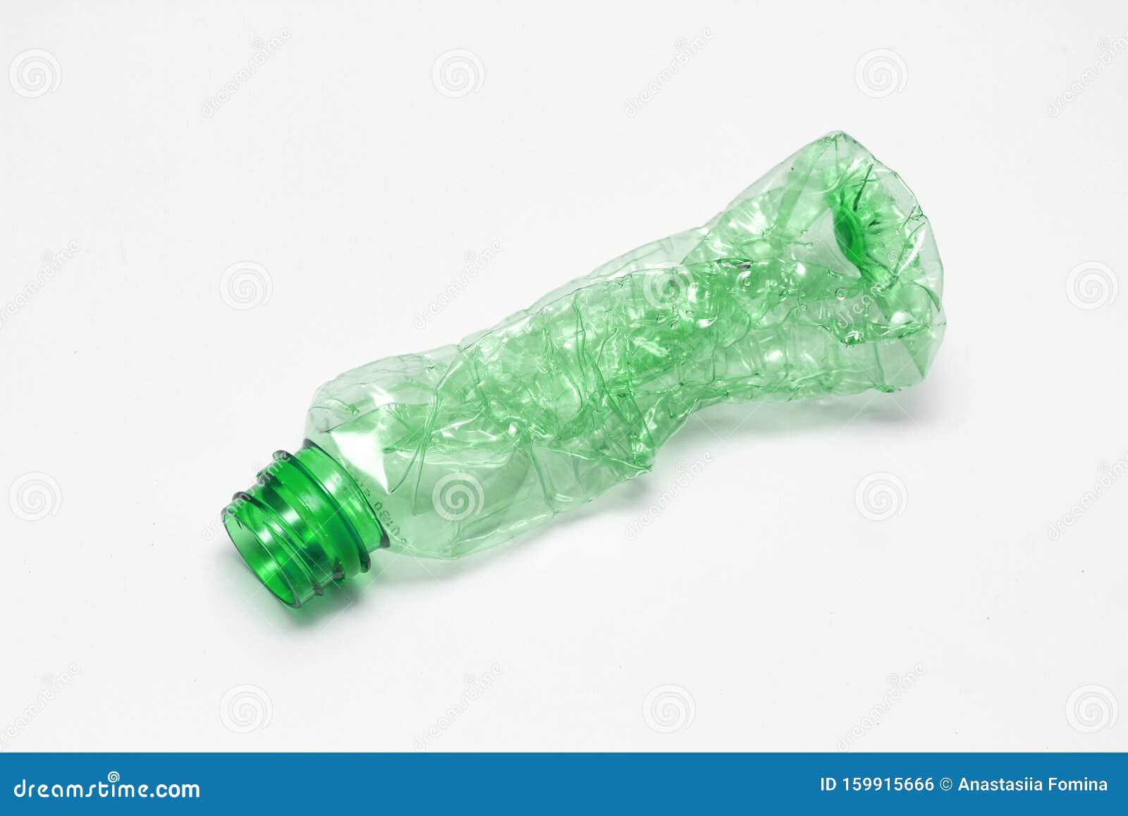 Single Empty Green Plastic Bottle on White Background. Waste Recycling ...