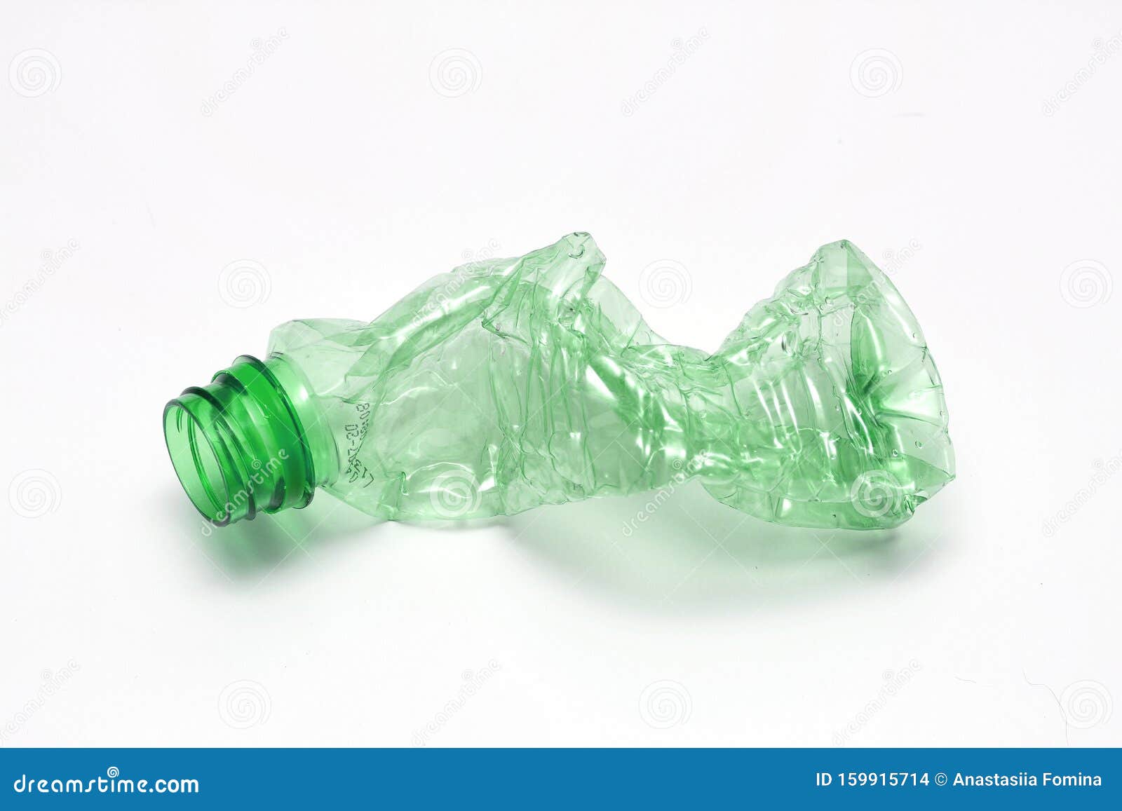 Single Empty Green Plastic Bottle on White Background. Waste Recycling ...